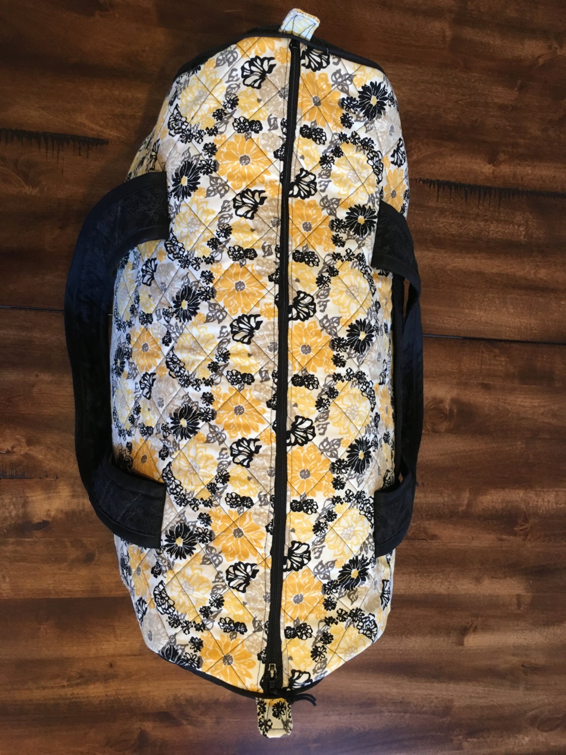 Quilted Duffel Bag Yellow Floral Print...gift, Birthday, Bridesmaid ...