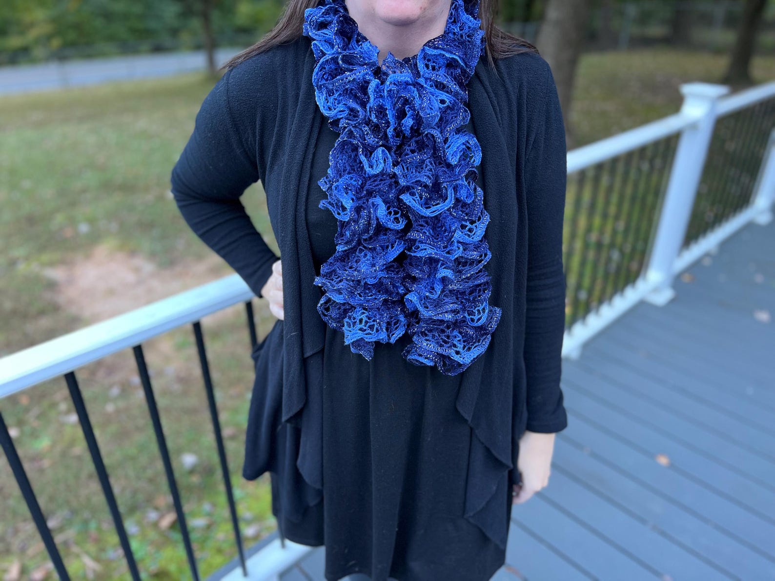 Shades of Dark Blue Ruffle Scarf - Etsy