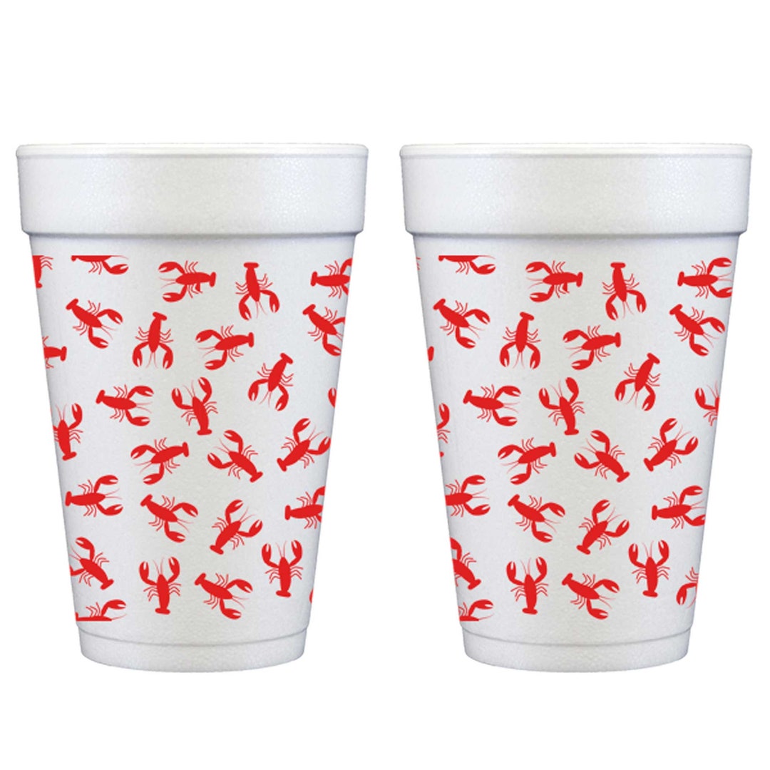 Crawfish Boil Foam Cups: Lobster Print, 16 Oz, 10-pack - Etsy