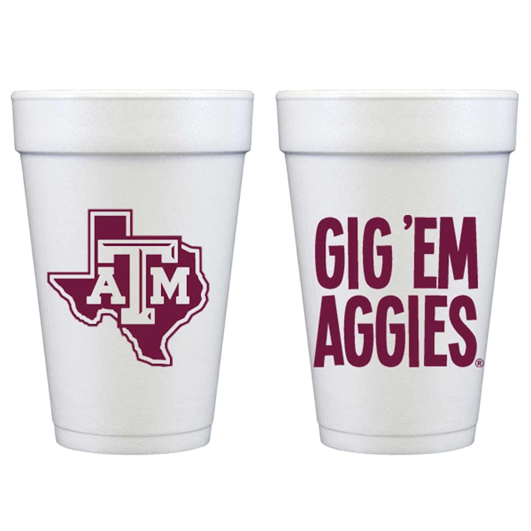 Texas A&M University Logo/gig 'em Aggies Styrofoam Cup 10 Pack - Etsy