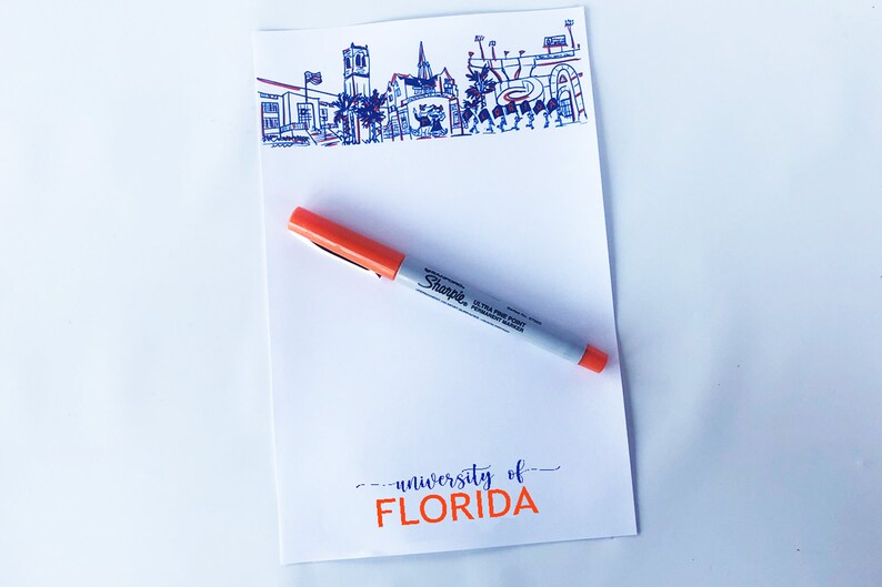 University of Florida Campus Skyline Notepad - Gainesville - Etsy
