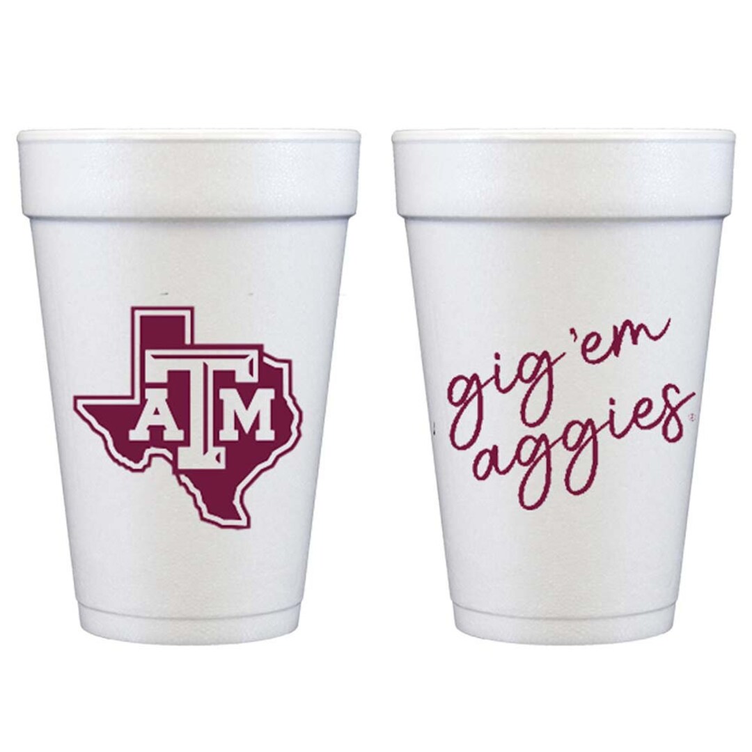 Texas A&M University Logo/gig 'em Aggies Styrofoam Cup 10 - Etsy