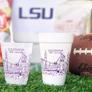 Styrofoam Cup 10 Pack {LSU Tigers-baton Rouge, Louisiana Campus Skyline ...