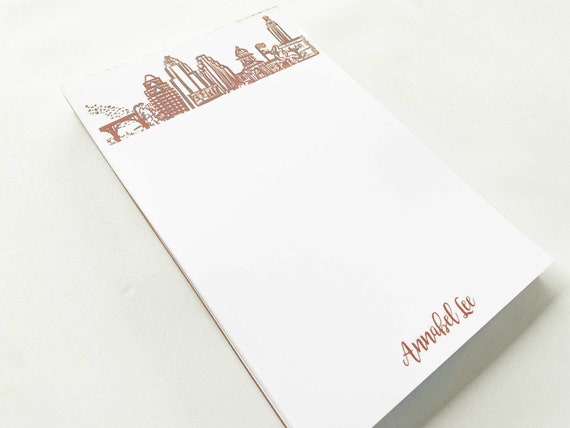 Personalized Notepad Set austin Texas Skyline Landmarks | Etsy