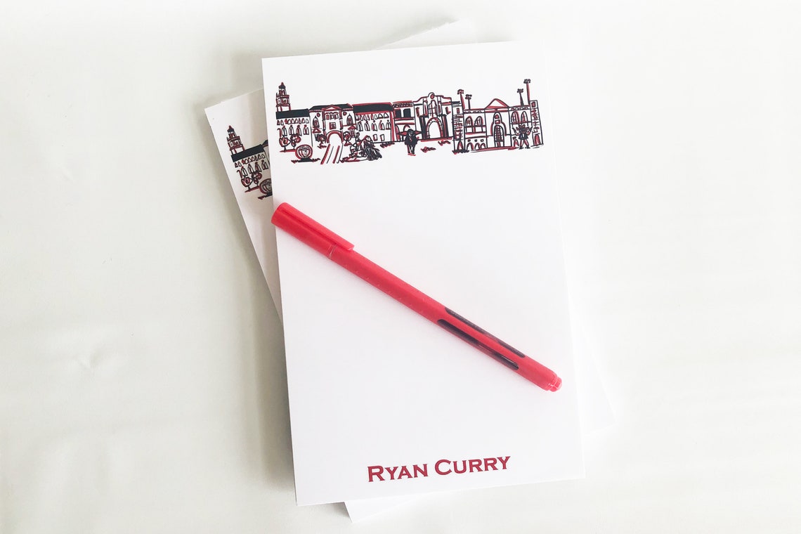 Personalized Notepad Set texas Tech University Campus Skyline | Etsy