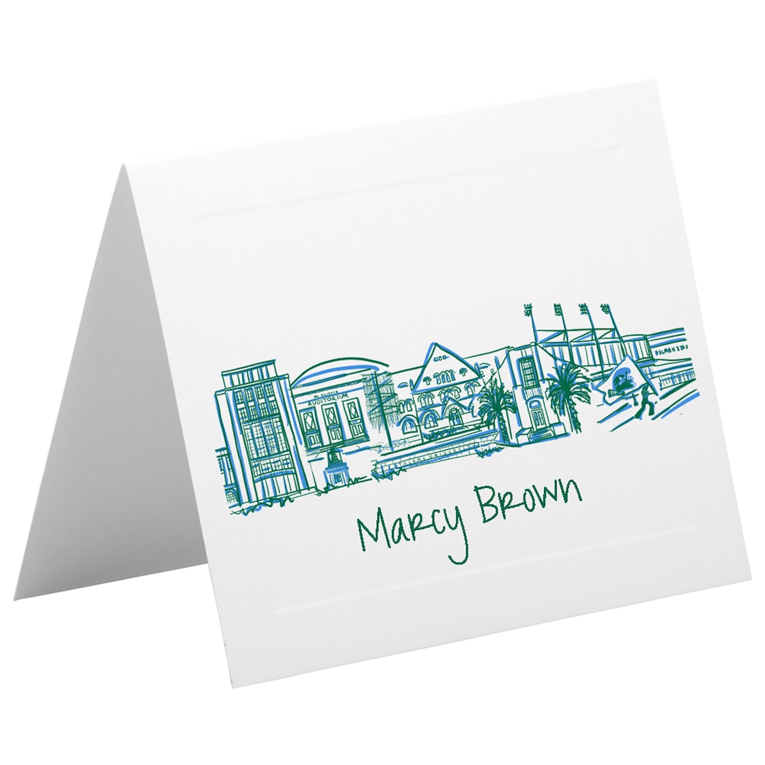 Personalized Foldover Notecard Stationery Set {tulane University Campus ...