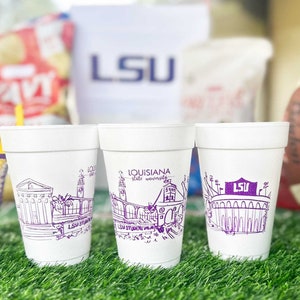 Styrofoam Cup 10 Pack {LSU Tigers-baton Rouge, Louisiana Campus Skyline ...