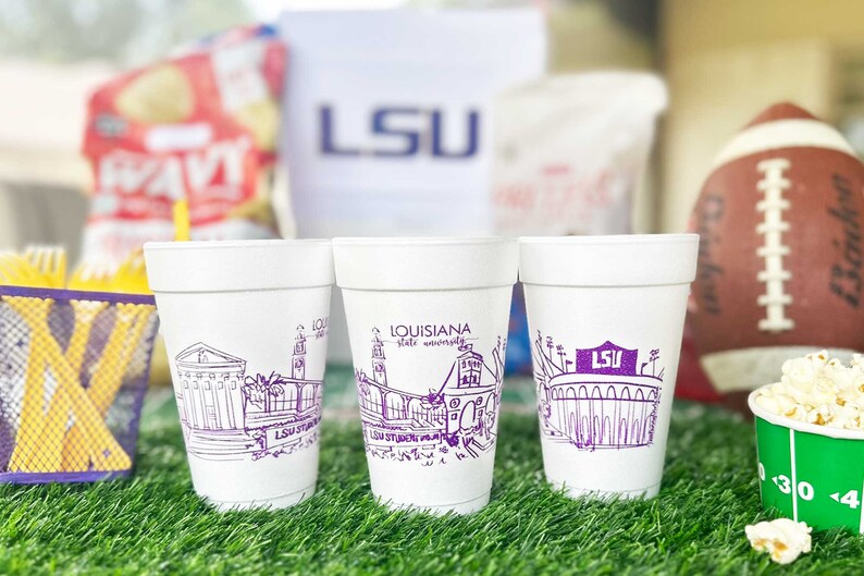 Styrofoam Cup 10 Pack {LSU Tigers-baton Rouge, Louisiana Campus Skyline ...