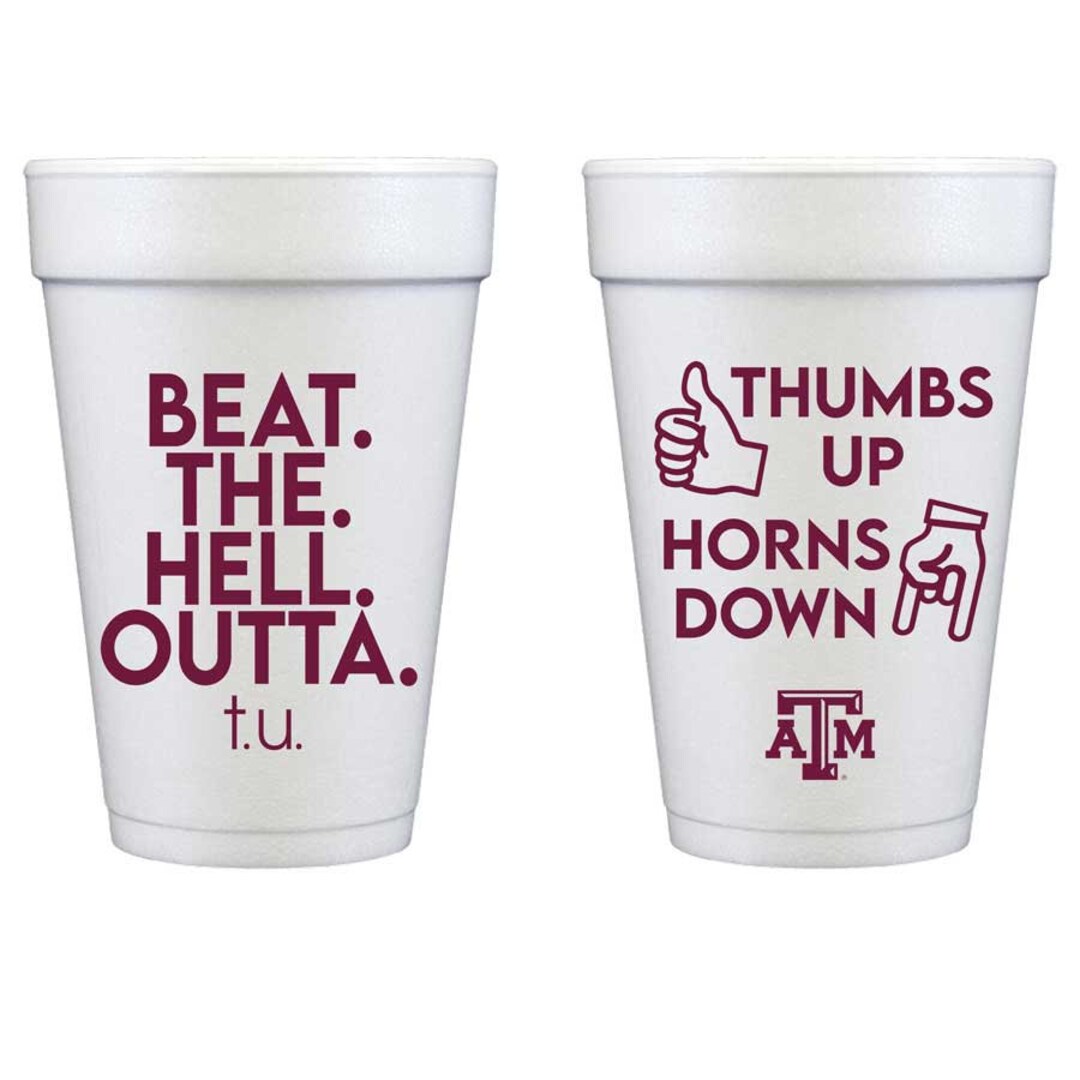 Texas A&M Aggies Thumbs up Horns Down {styrofoam Cup 10 Pack} - Etsy