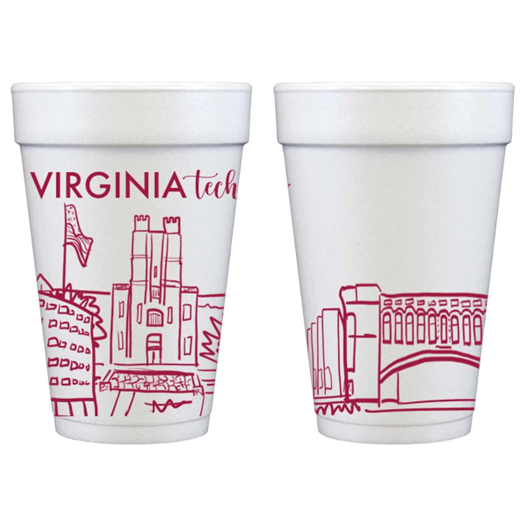 Virginia Tech University - Campus Skyline {styrofoam Cup 10 Pack} - Etsy