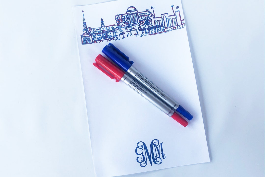 Personalized Notepad Set southern Methodist University Campus Skyline ...