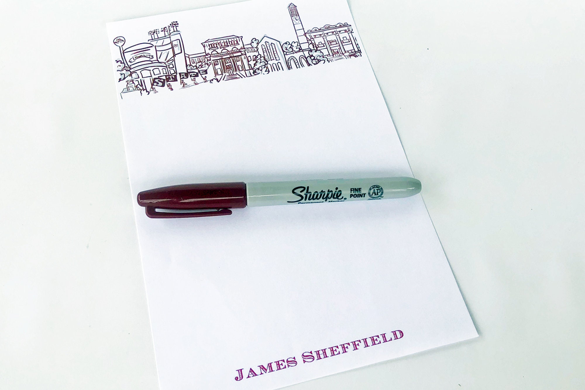 Personalized Notepad Set mississippi State Campus Skyline - Etsy
