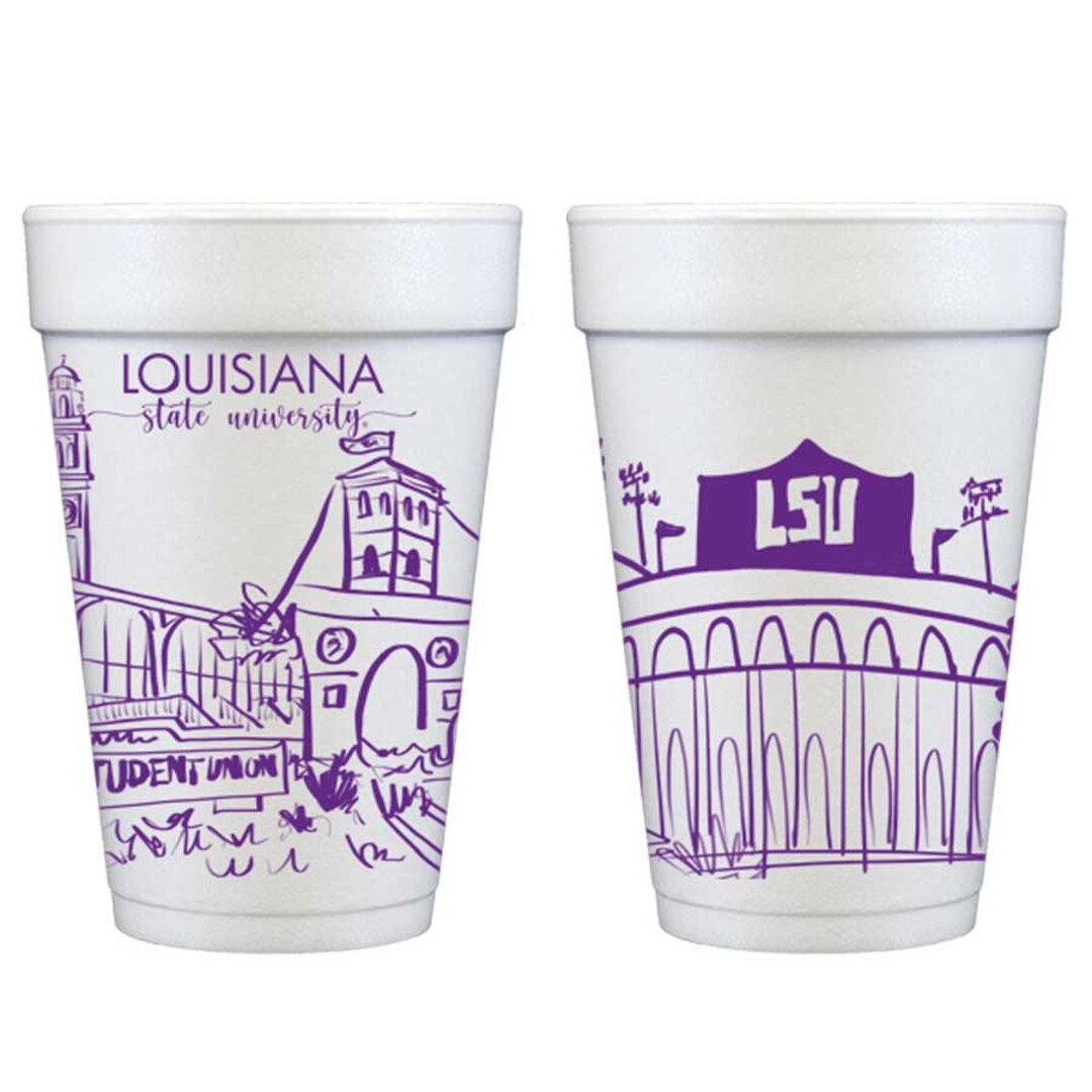 Styrofoam Cup 10 Pack {LSU Tigers-baton Rouge, Louisiana Campus Skyline ...