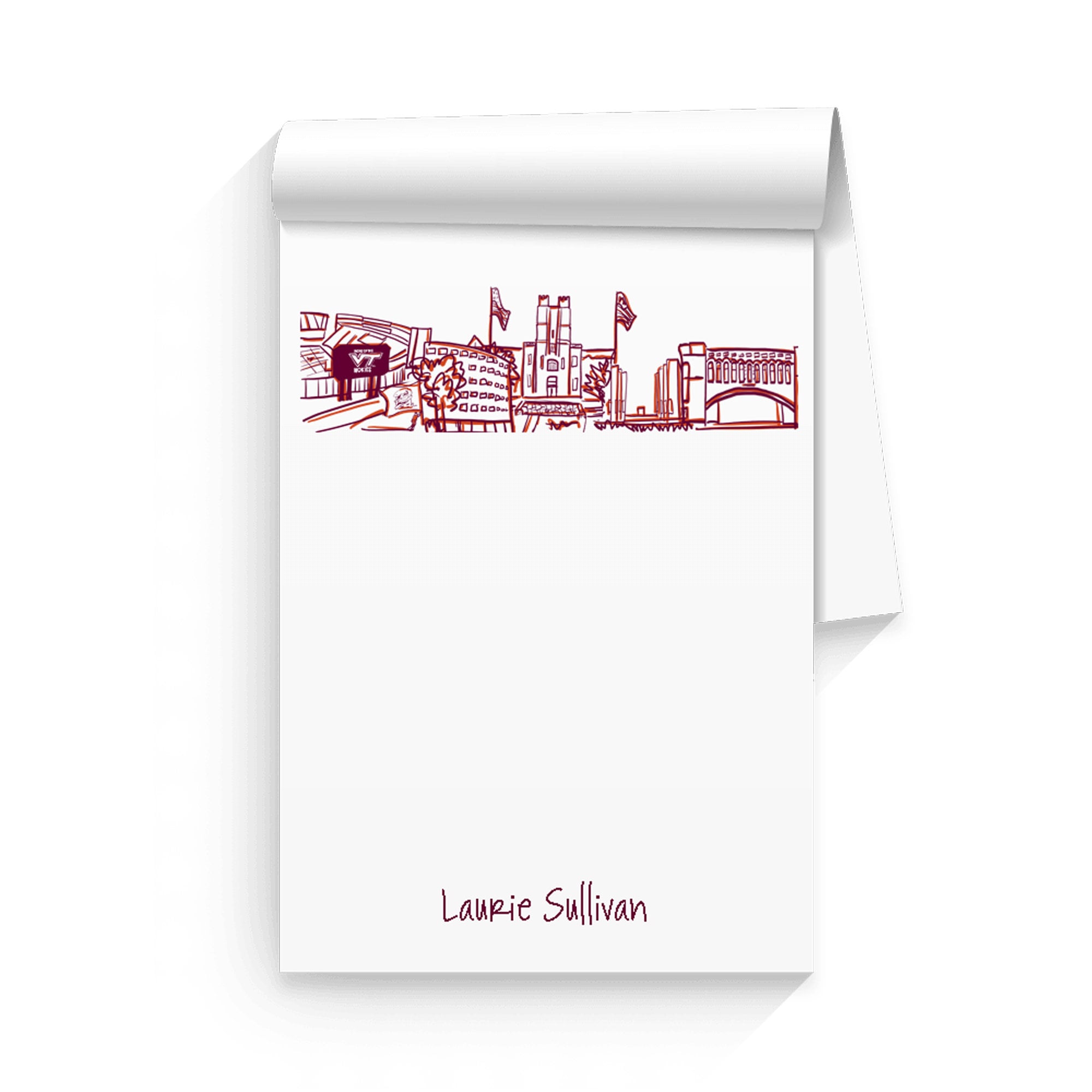 Personalized Notepad Set {virginia Tech University Campus Skyline ...