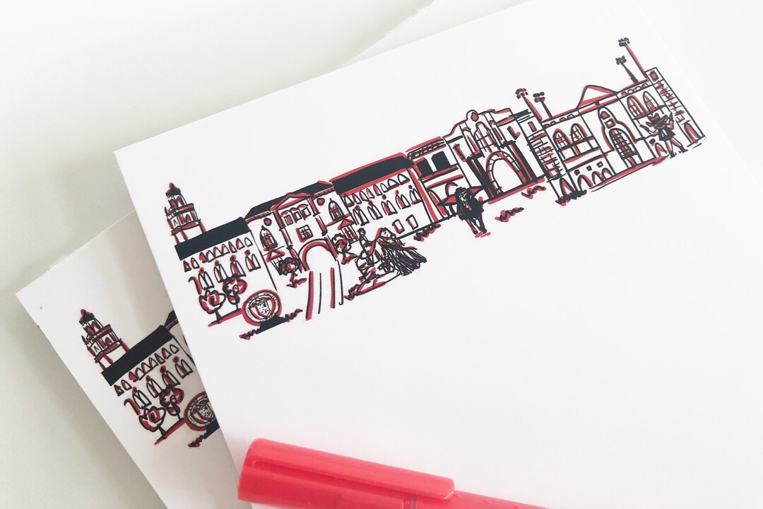 Personalized Notepad Set texas Tech University Campus Skyline Landmarks ...