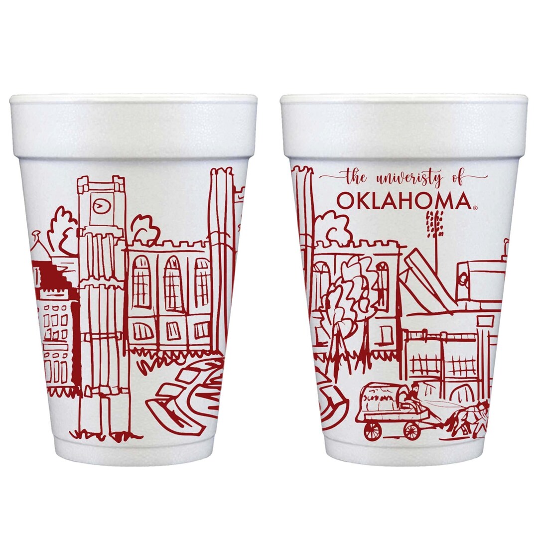 Foam Cup 10 Pack {university of Oklahoma Skyline-norman, Oklahoma} - Etsy