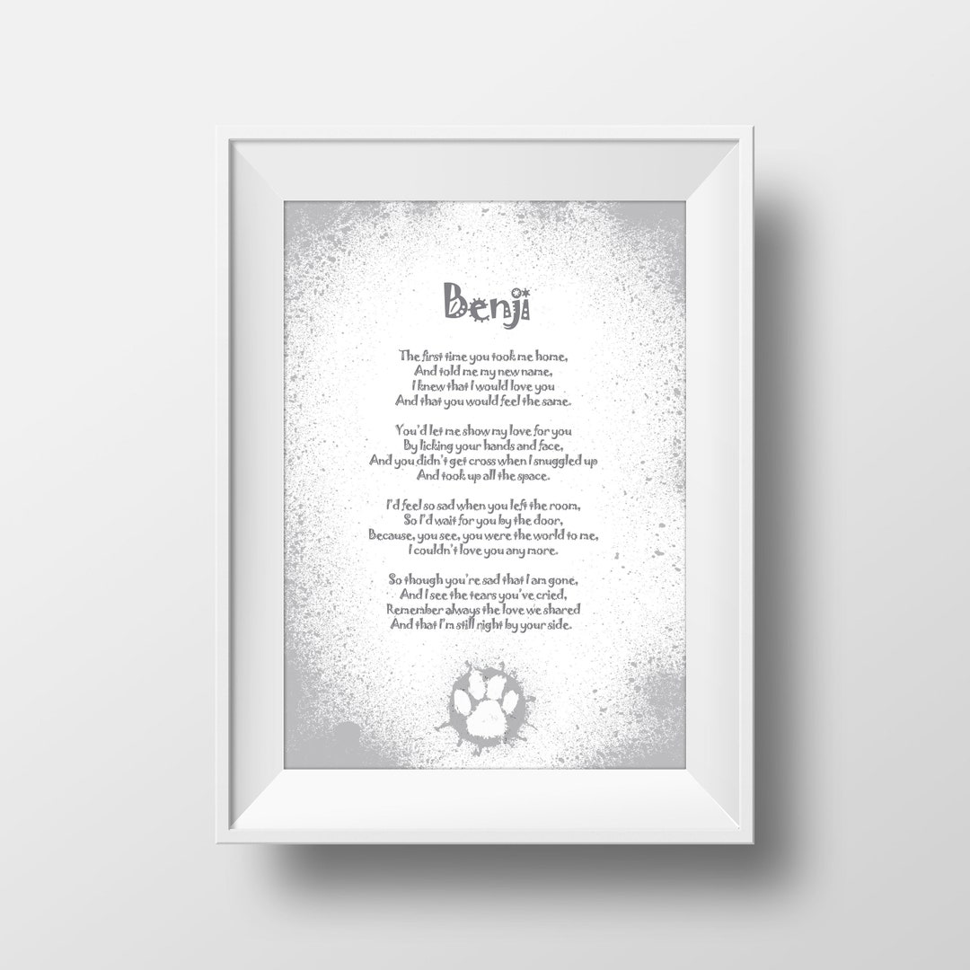 Pet Loss Gift, Pet Loss Print, Dog Memorial Gift, Dog Memorial Poem ...
