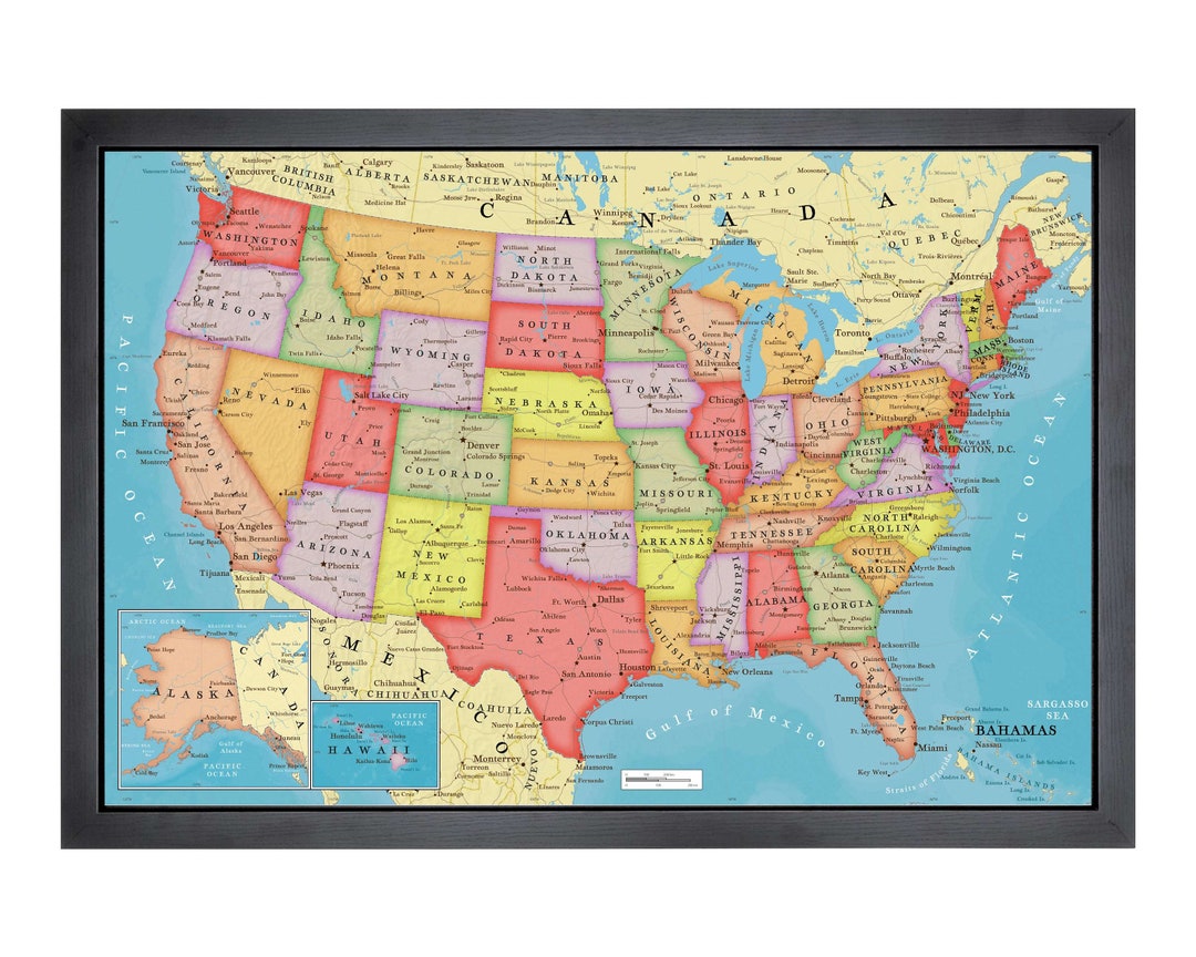 Pushpin USA Map | 36" X 24" or 24" X 18" | Vintage USA - Etsy
