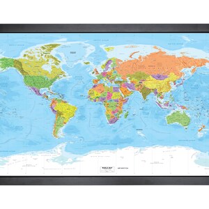 Framed Pushpin World Map 36 X 24 Highly Detailed Miller With Elevation ...