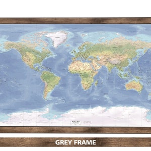 Framed Pushpin World Map | 36" X 24" | Highly Detailed Miller Natural ...