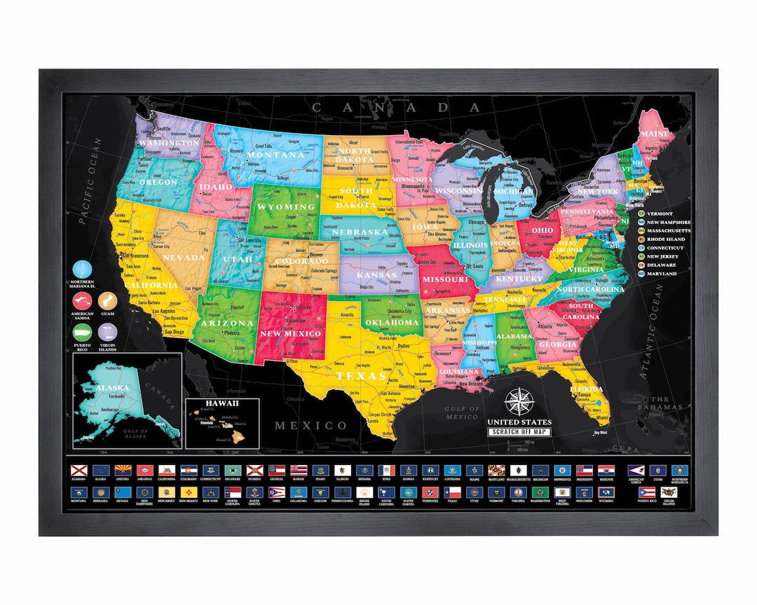 Detailed Pushpin USA Map | 36" X 24" or 24" X 18" | Hillshade - Etsy