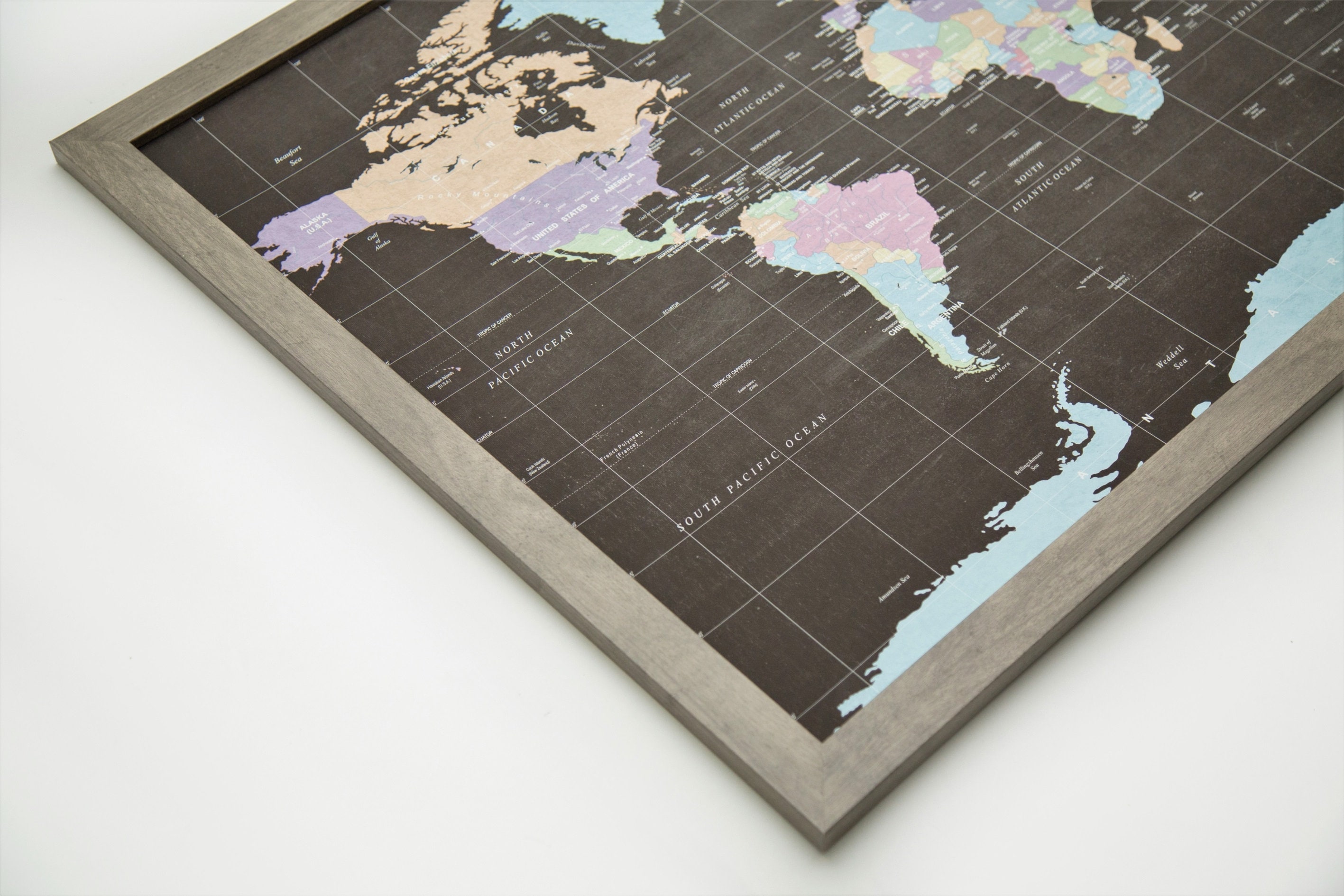 Pushpin world map 36 x 24 or 24 x 18 | Etsy