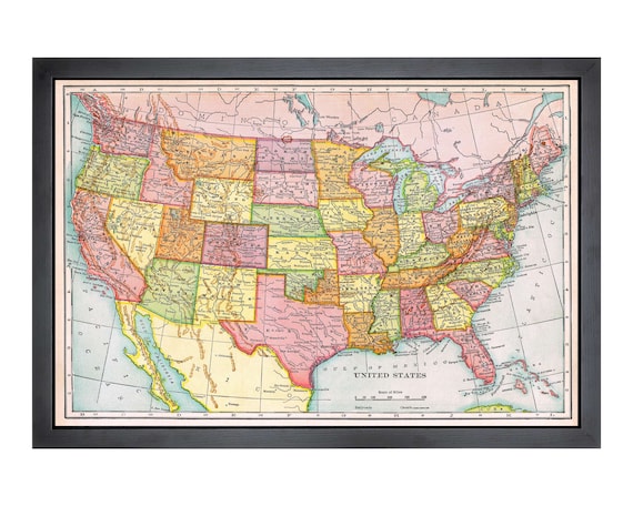 Pushpin USA Map 36 X 24 or 24 X 18 - Etsy