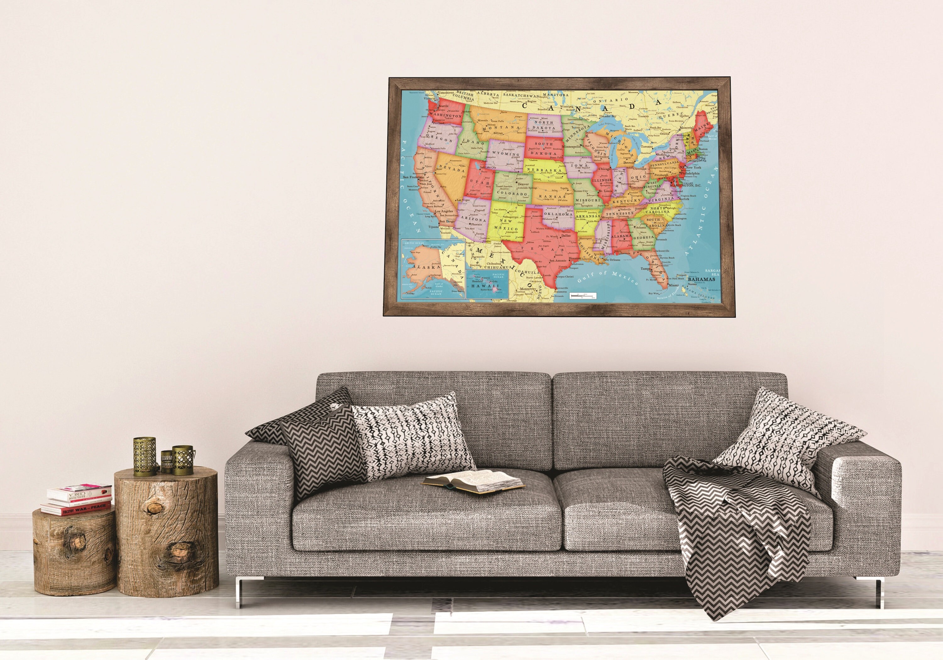 Pushpin USA Map | 36" X 24" or 24" X 18" | Vintage USA - Etsy