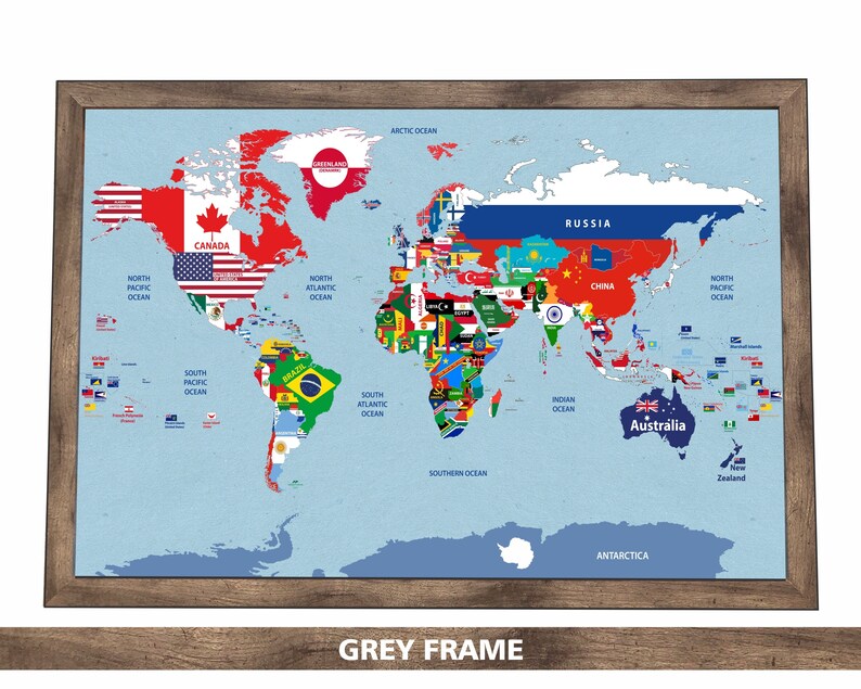 36x24 World Flags Map - Etsy Canada