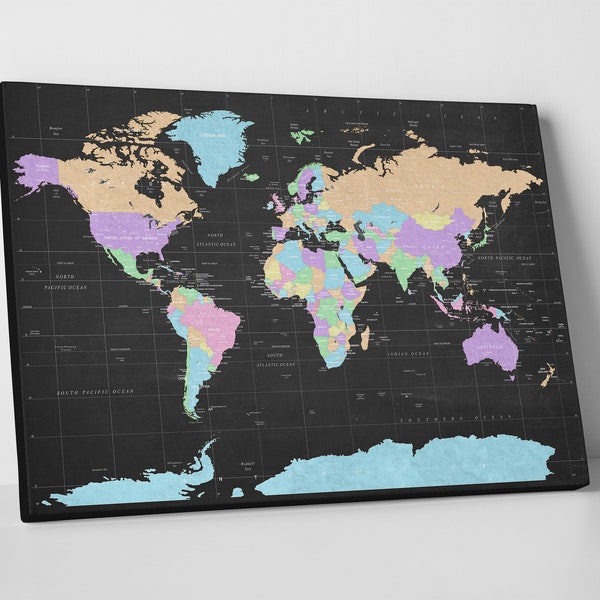 World Map Words - Etsy