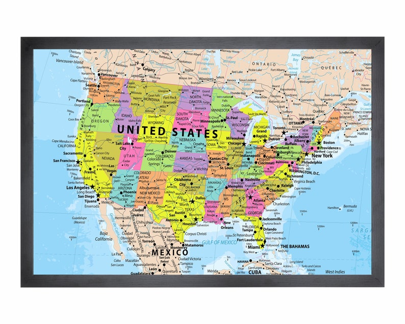 Detailed Pushpin USA Map | 36" X 24" or 24" X 18" - Etsy Canada