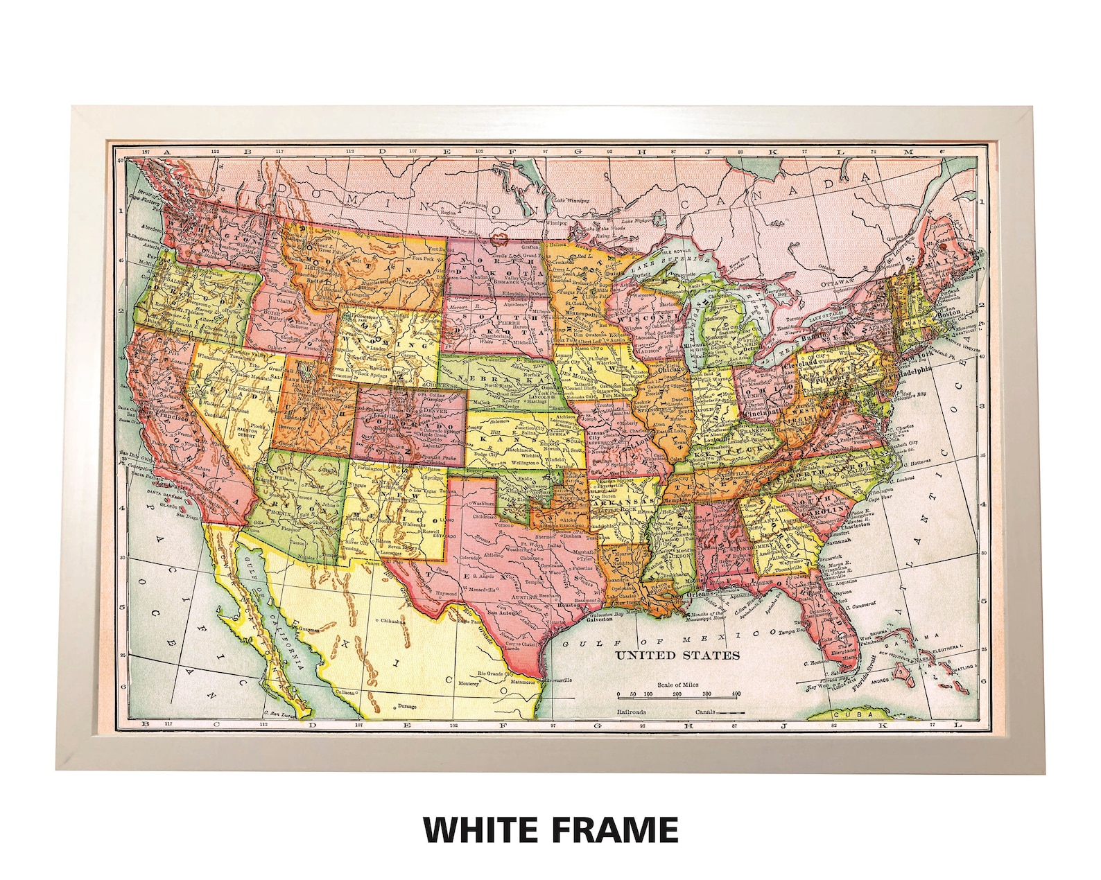 Pushpin USA Map | 36" X 24" or 24" X 18" | Vintage Colours - Etsy