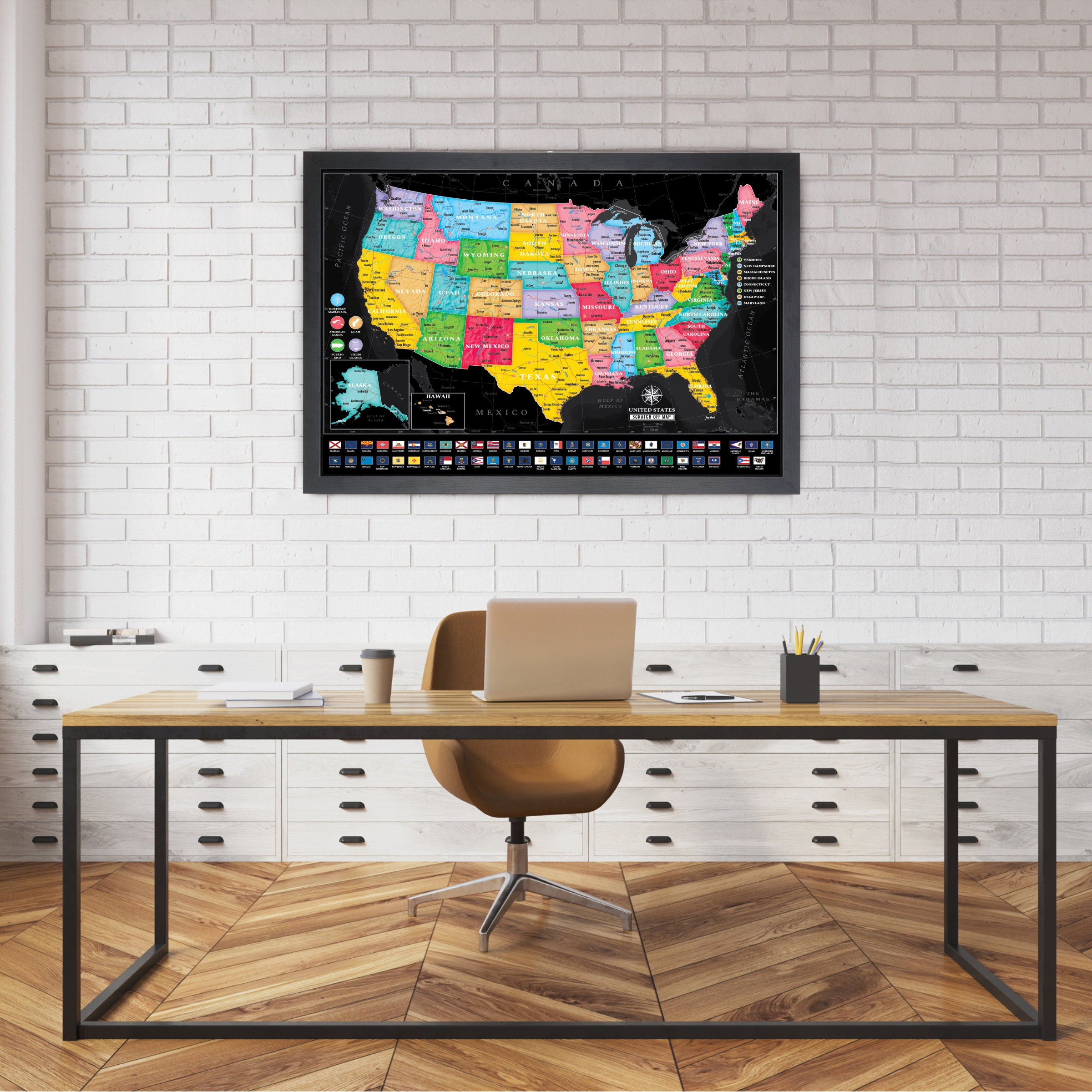 Detailed Pushpin USA Map | 36" X 24" or 24" X 18" | Hillshade - Etsy