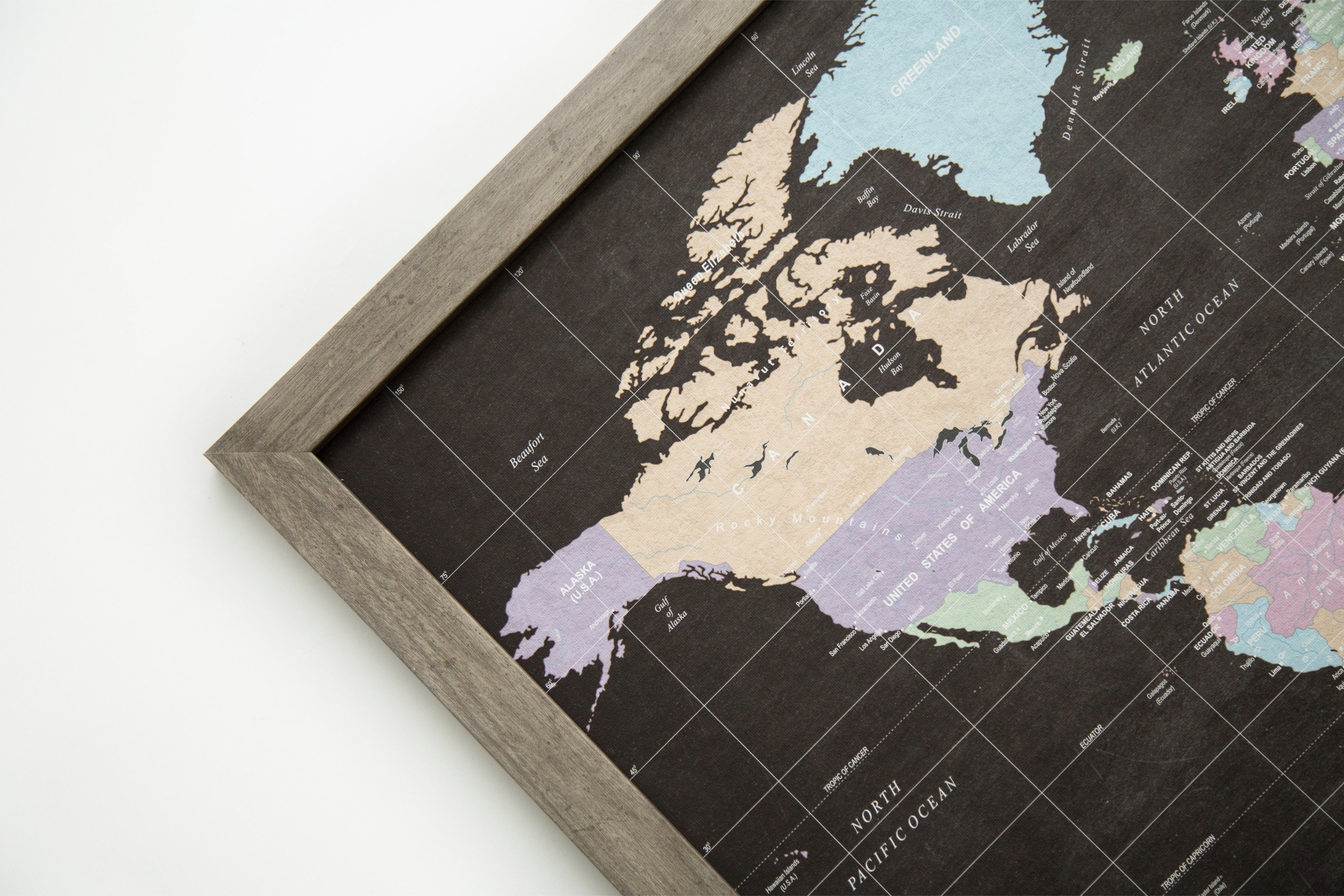 Pushpin world map 36 x 24 or 24 x 18 | Etsy