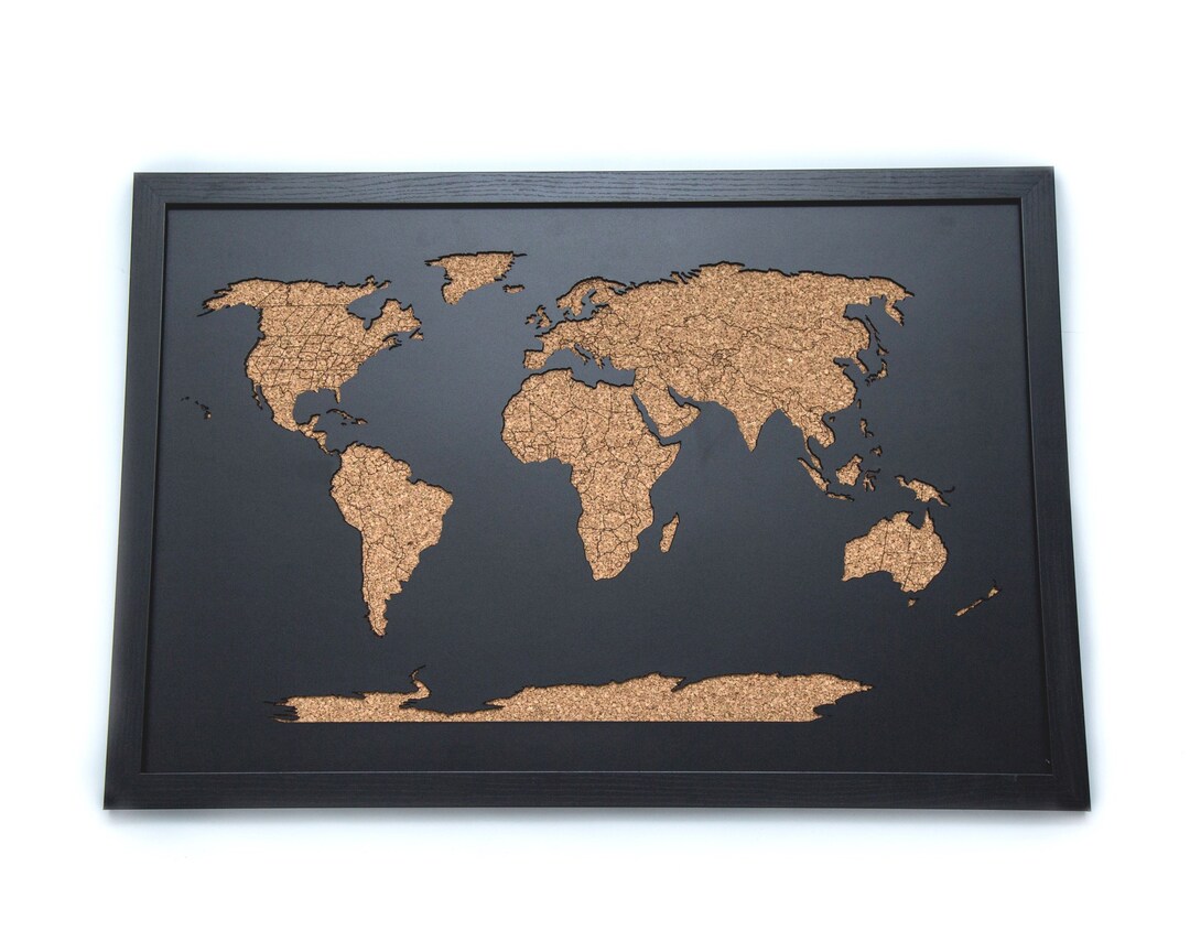 3D Beautiful Framed Wood Cork World Map 36"x24" - Etsy