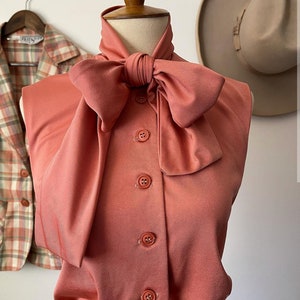 Vintage 1970s Early 1980s Secretary Bow Jumpsuit and Slim Cut Wide ...