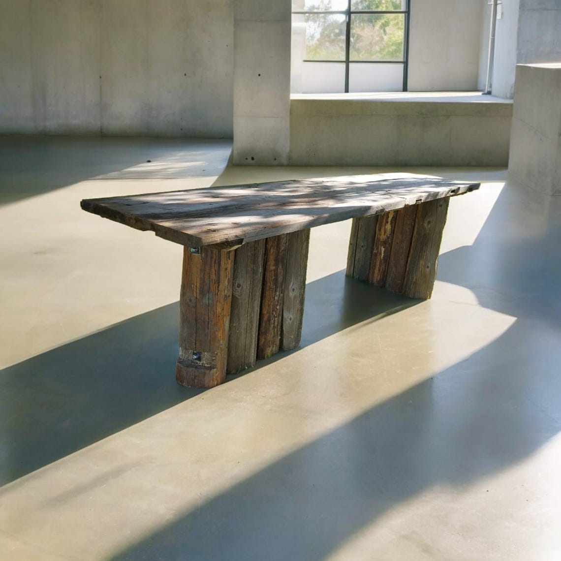 Rustic Reclaimed Wooden Log Dining Table – Handmade From 100-year-old ...