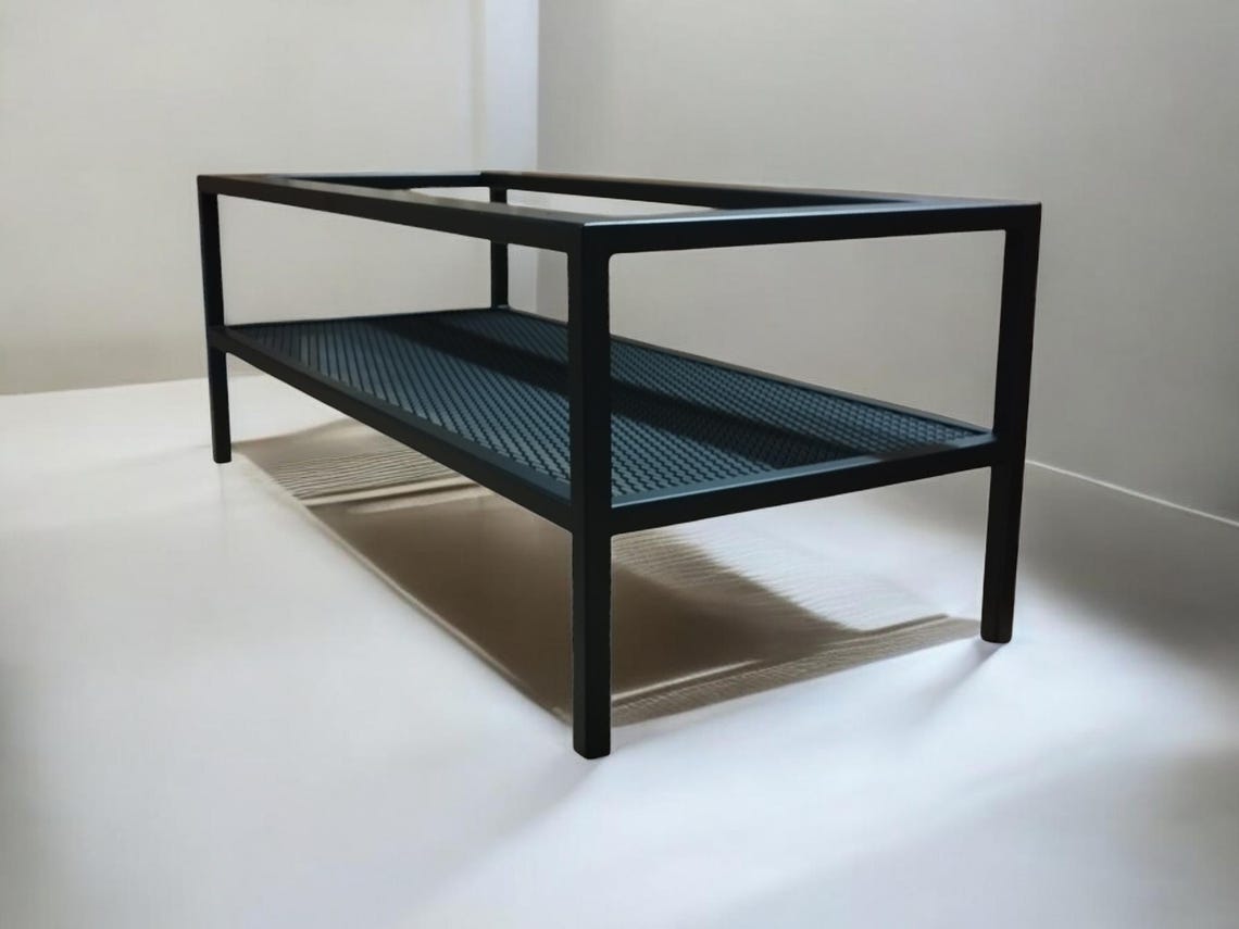 Metal Bench Base With Shoe Rack, Powder Coated Steel, Entryway ...