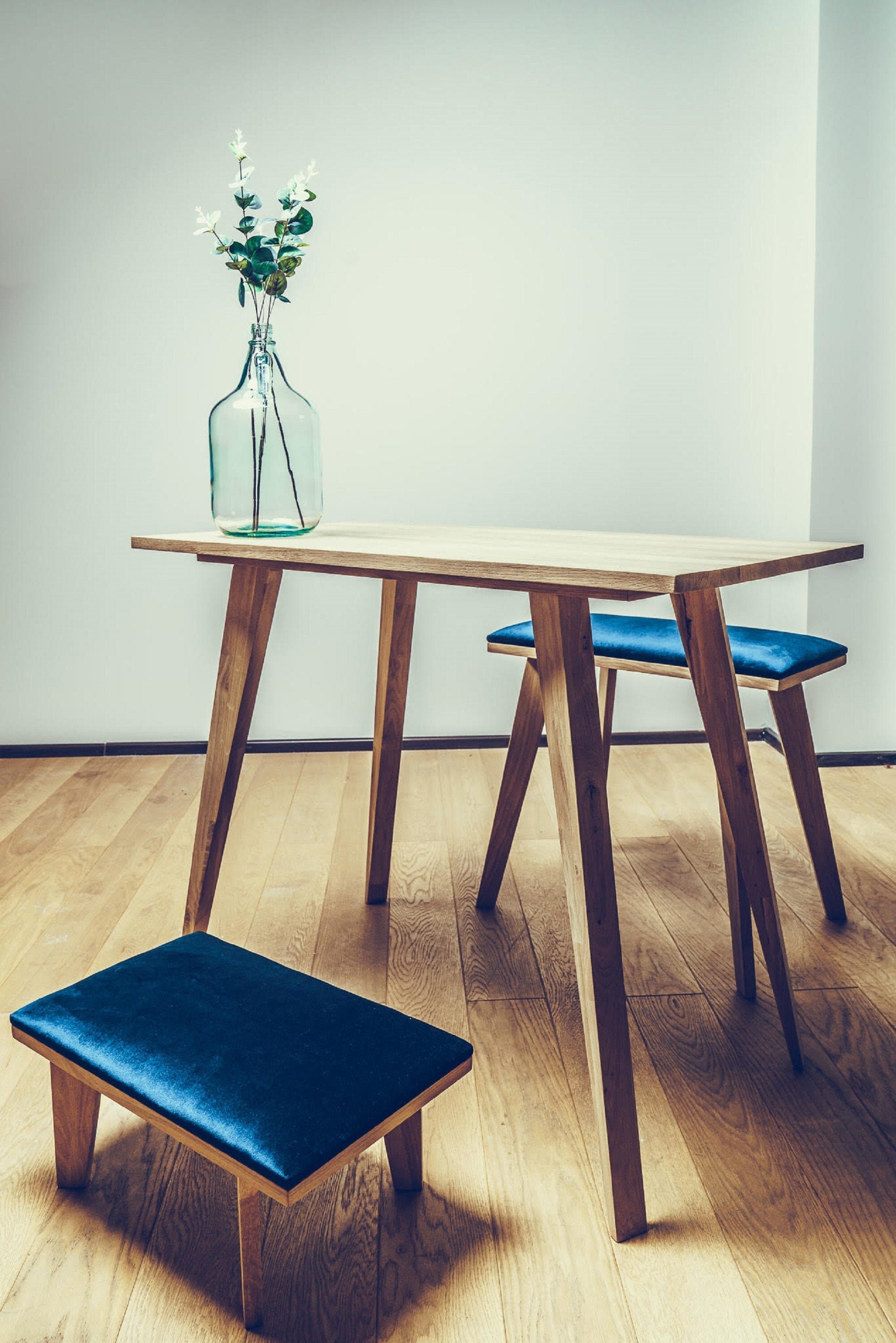 Solid Natural Oak Wood Office Desk, Work From Home Office, Minimalist ...