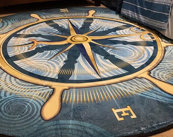 Compass Rose Round Rug - Etsy