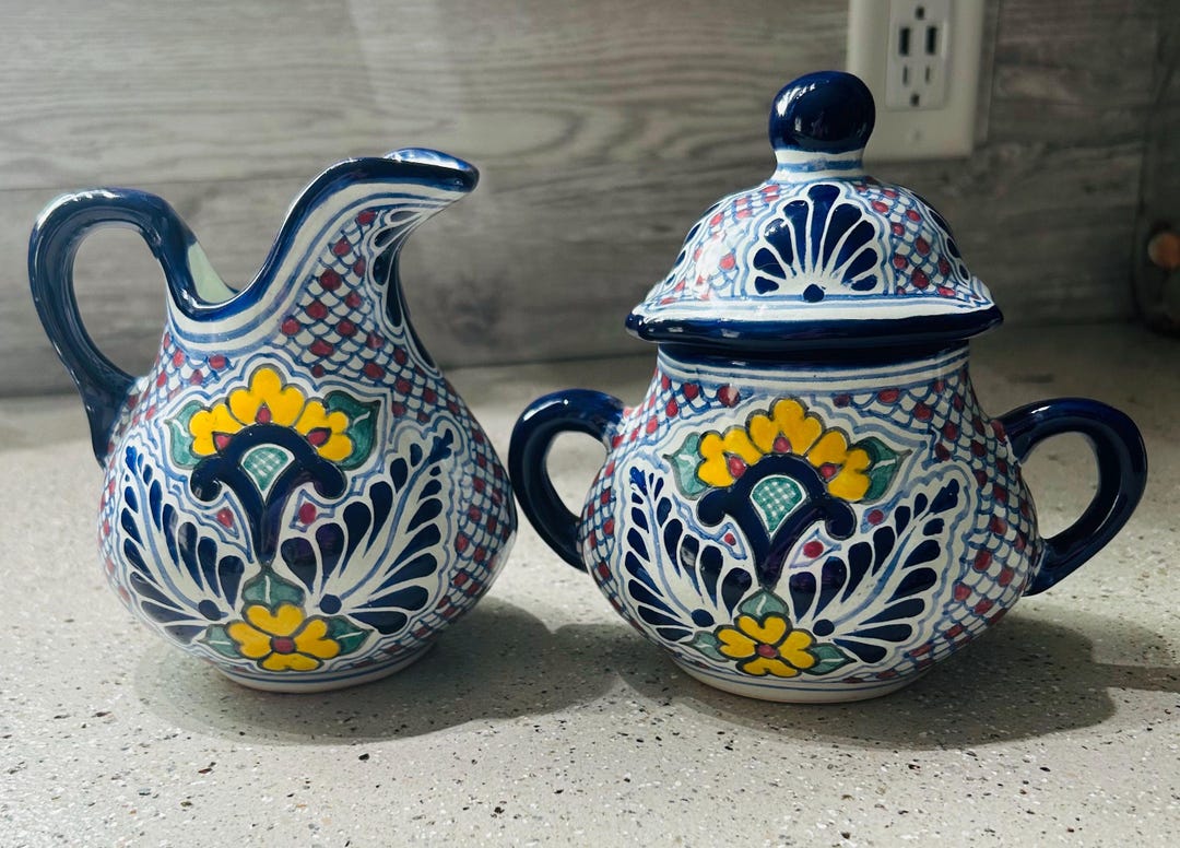 Hand Painted in Mexico Cream & Sugar Set - Etsy