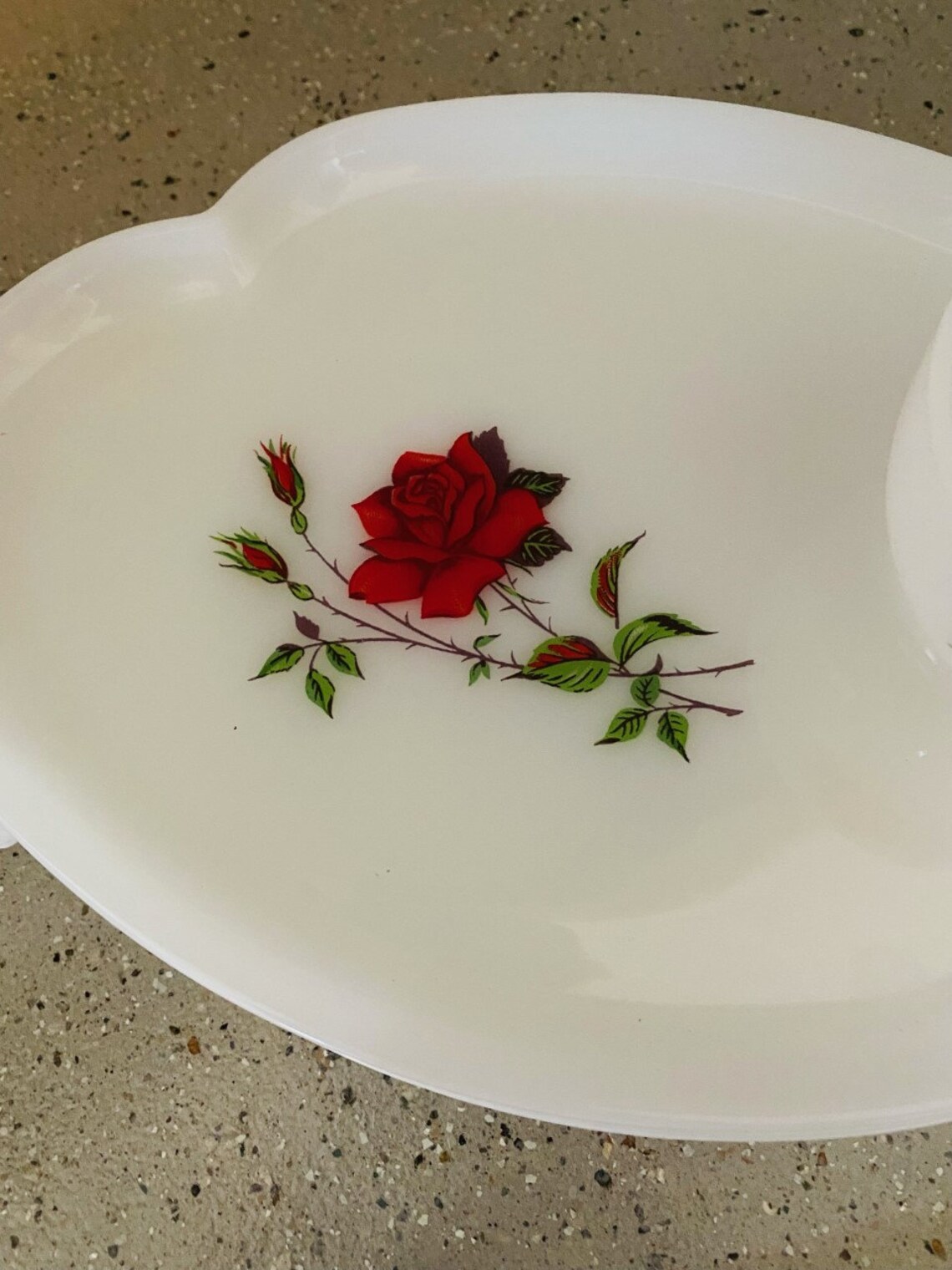 Vintage Federal-red Rose-milk Glass-rosecrest-snack Tray/tea - Etsy