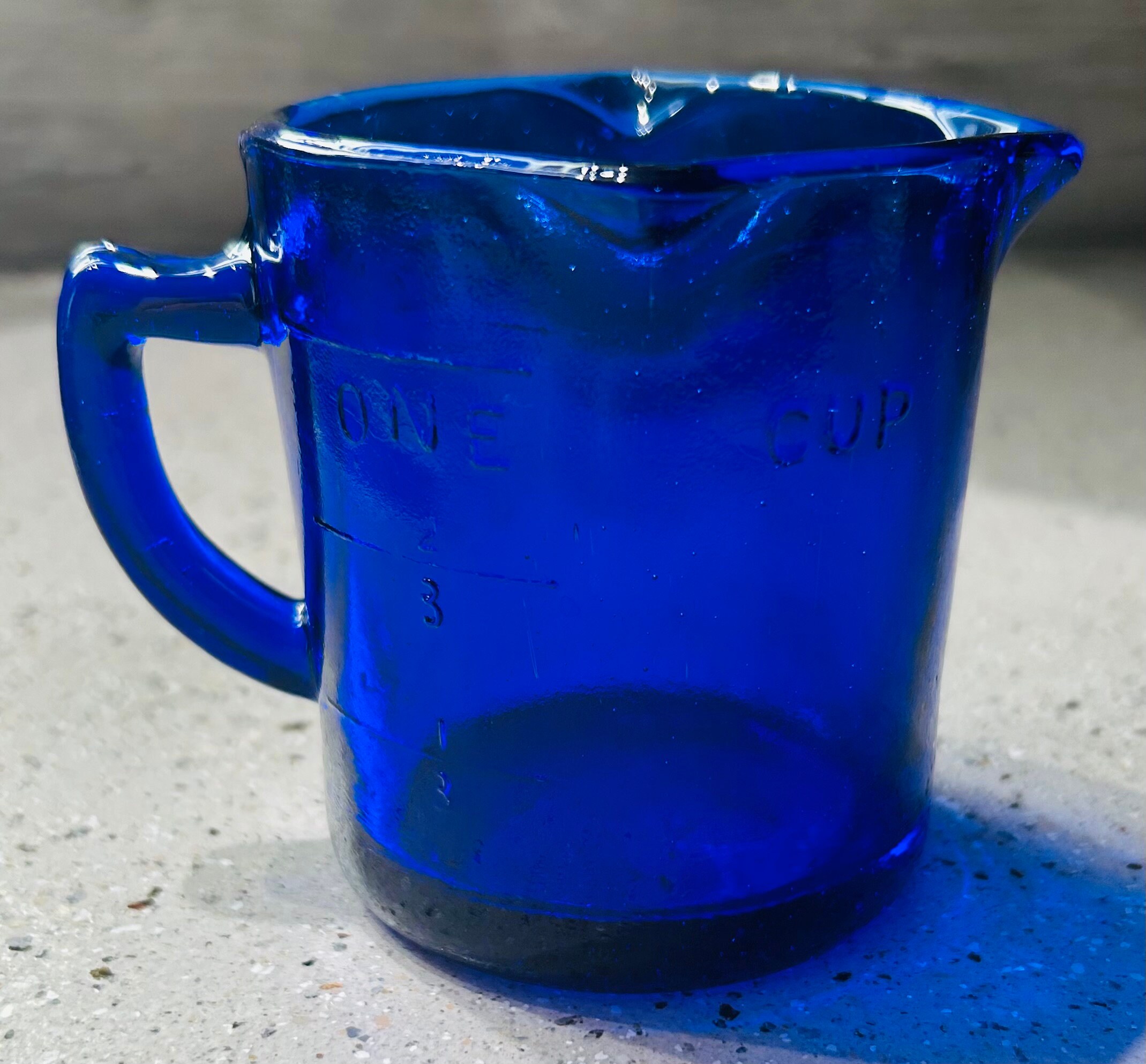 Vintage Cobalt Blue Glass Measuring Cup - Etsy