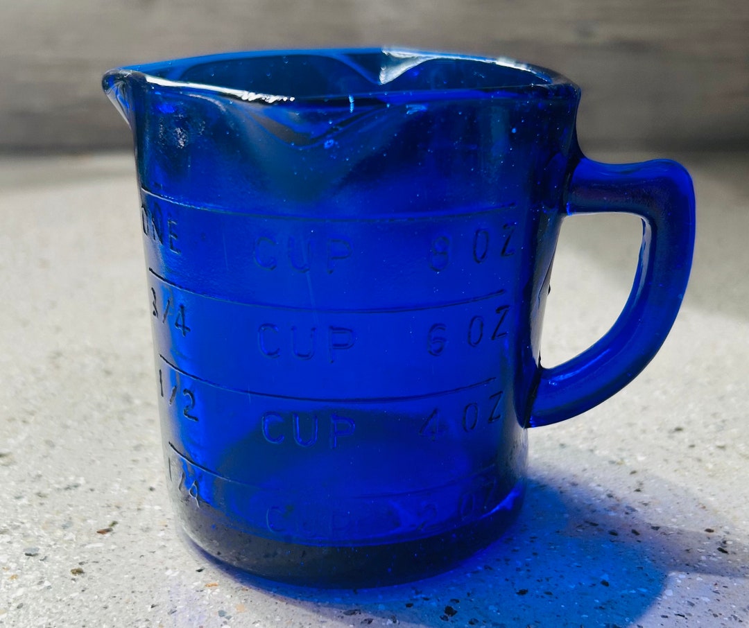 Vintage Cobalt Blue Glass Measuring Cup - Etsy