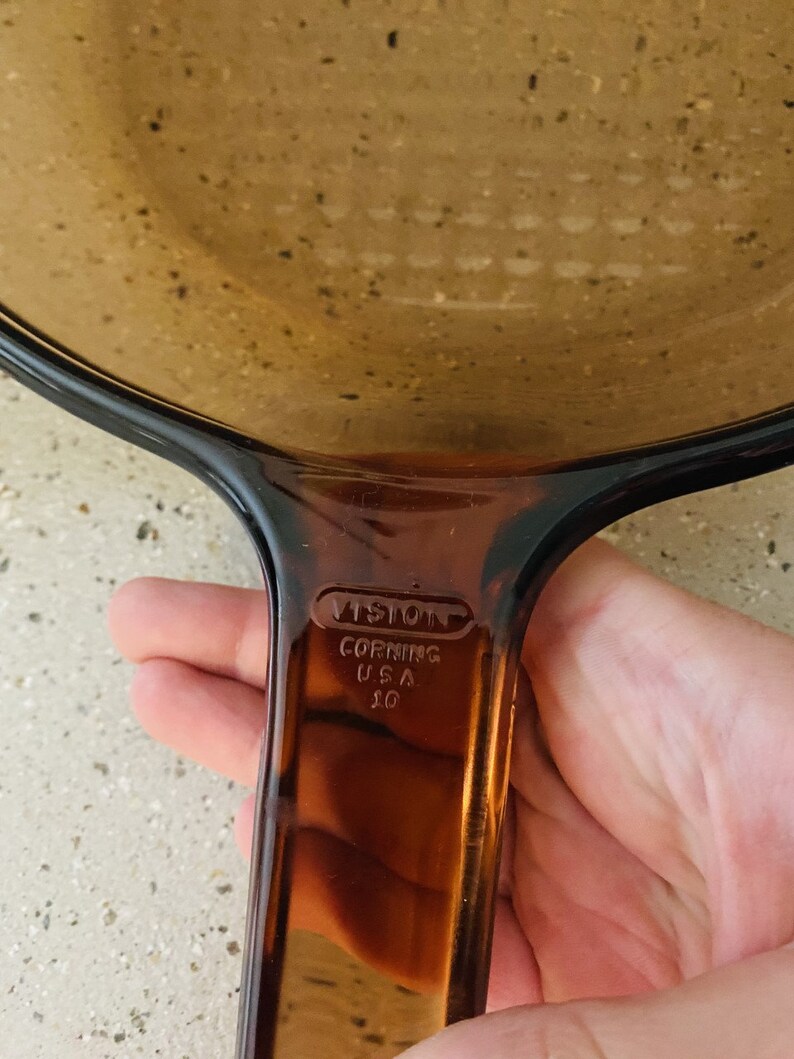 Vison Corningware Amber Glass 10" Waffle Bottom Frying Pan- 2 Available ...