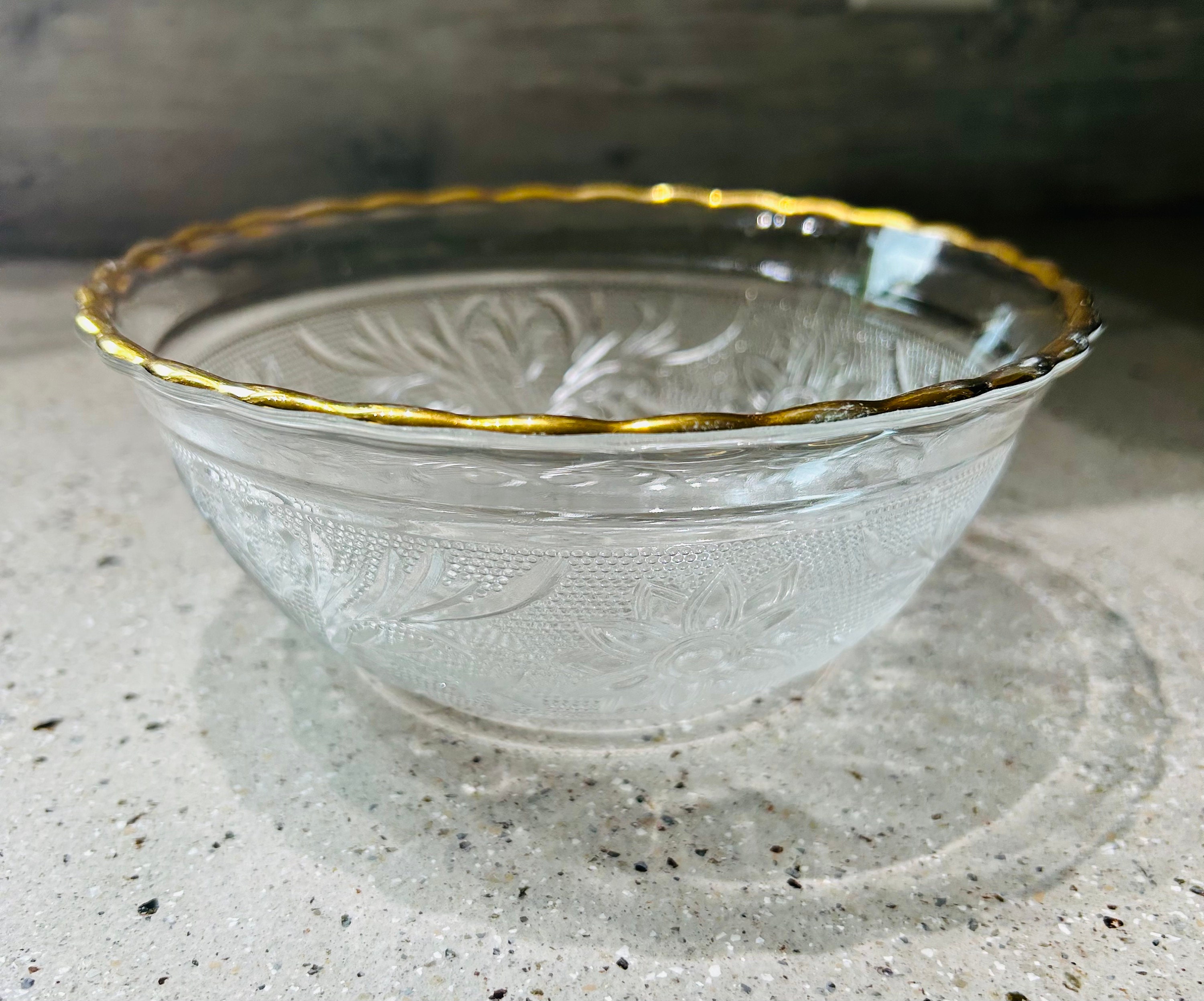 Vintage Crystal Bowl With Gold Rim - Etsy