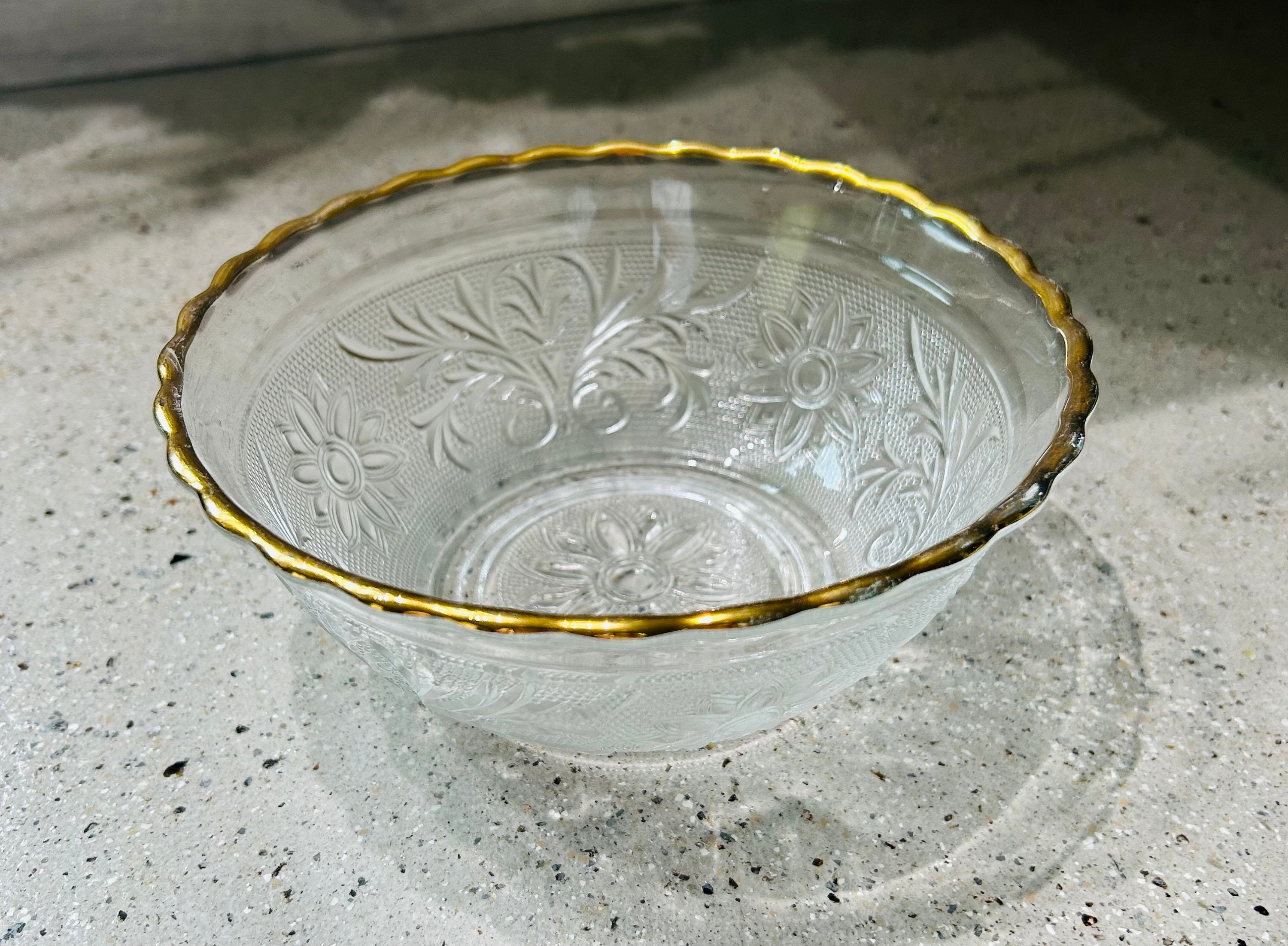 Vintage Crystal Bowl With Gold Rim - Etsy