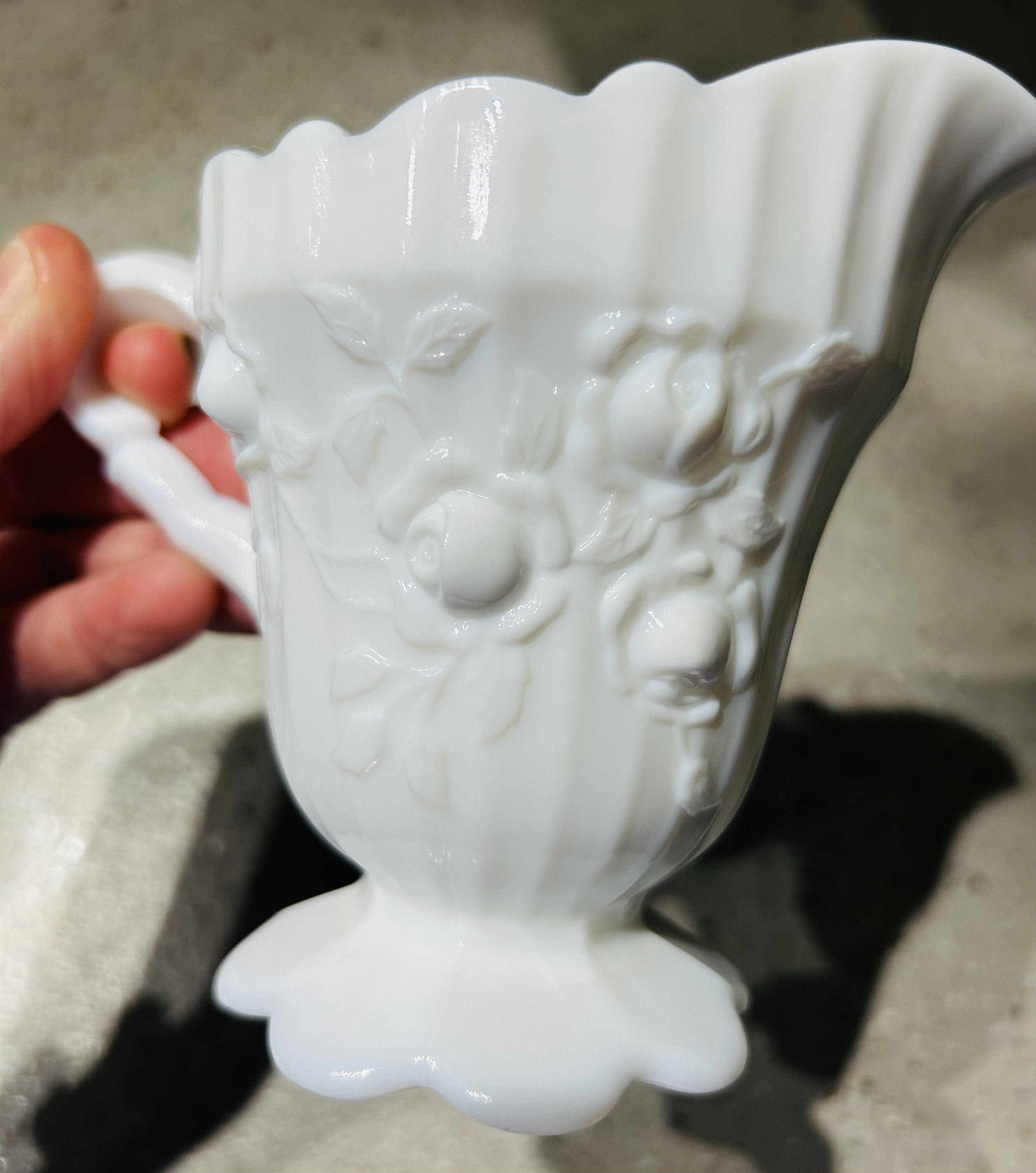 Vintage Fenton Cabbage Rose Milk Glass Cream and Sugar Set - Etsy
