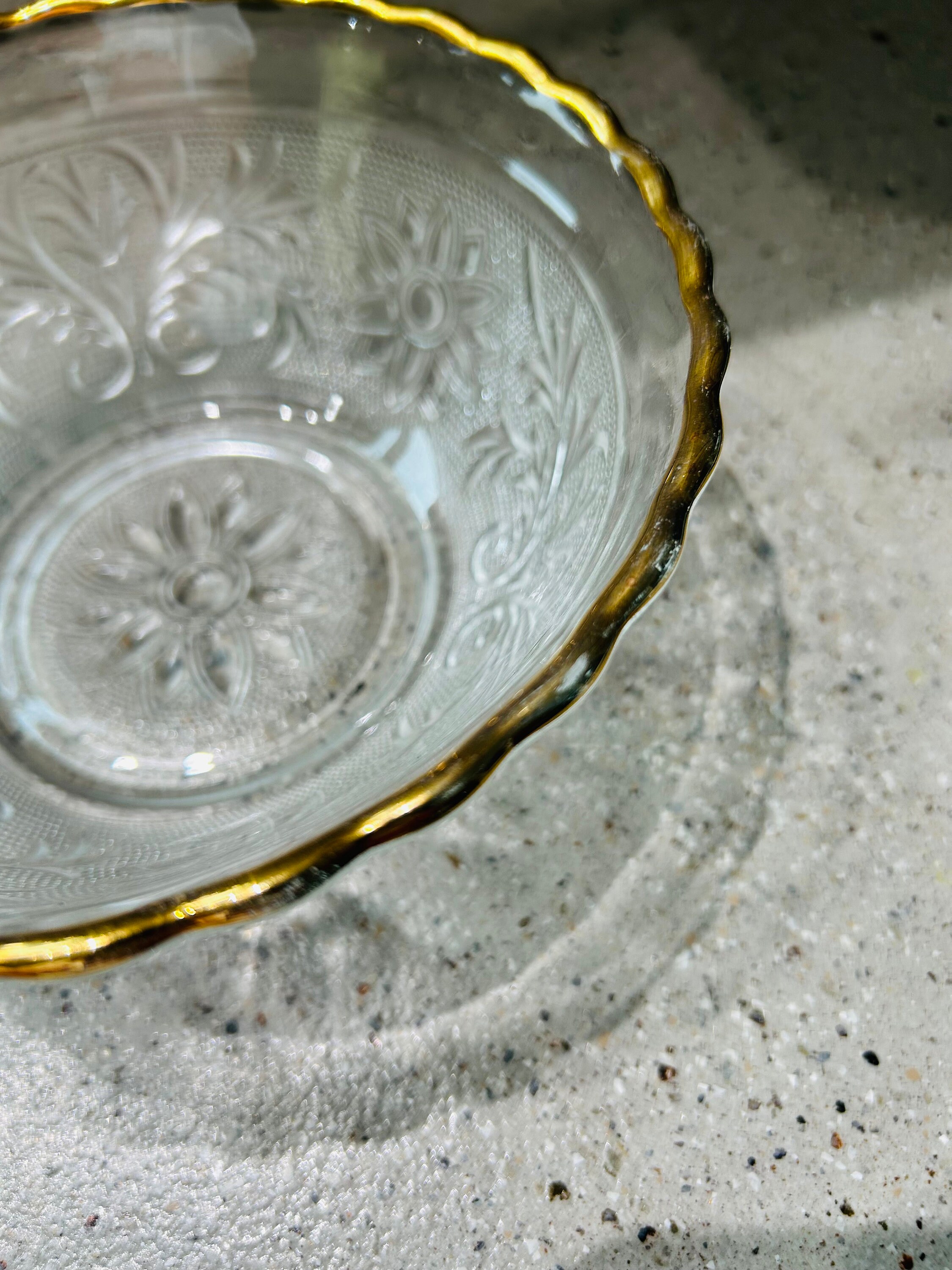 Vintage Crystal Bowl With Gold Rim - Etsy