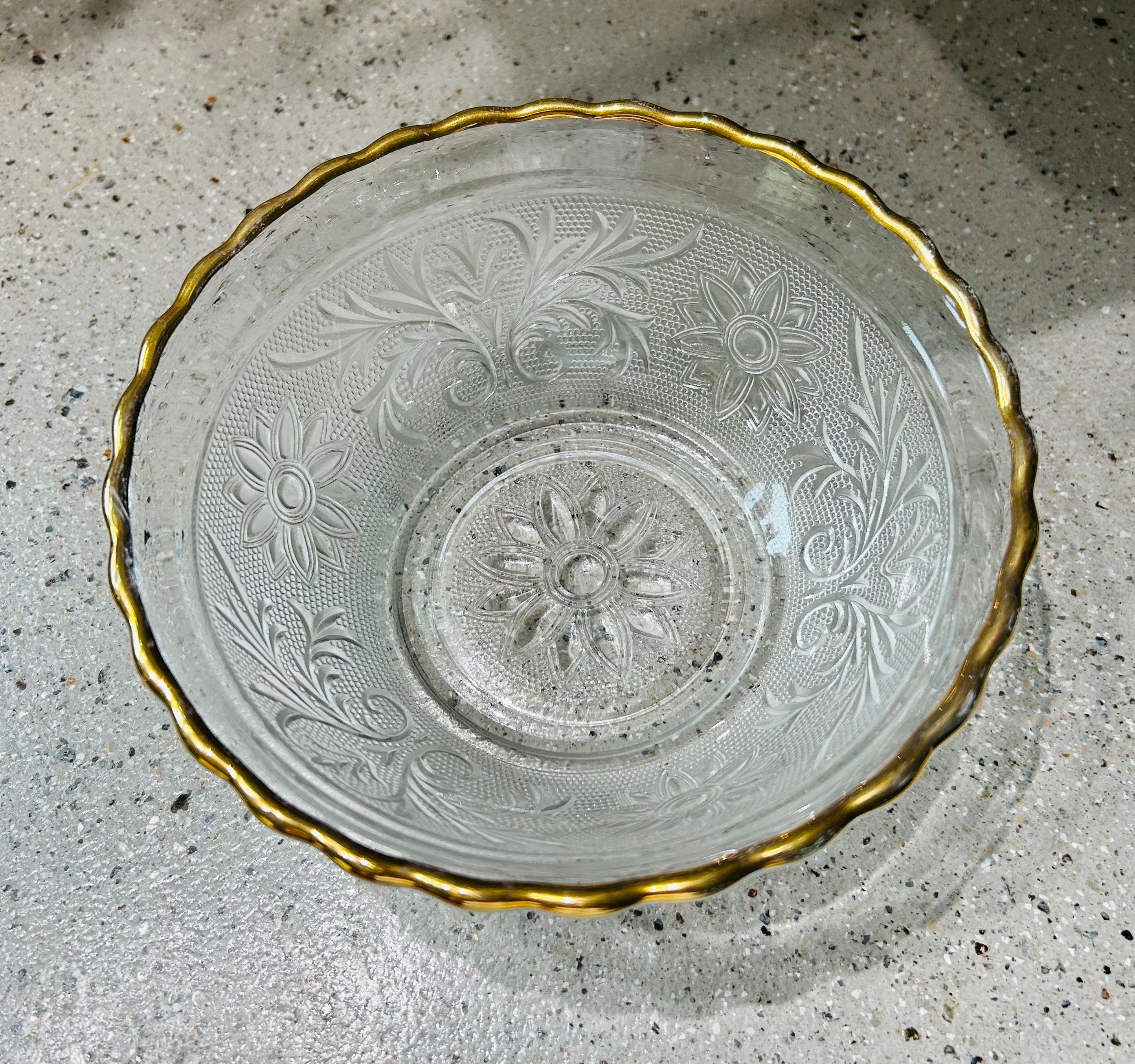 Vintage Crystal Bowl With Gold Rim - Etsy